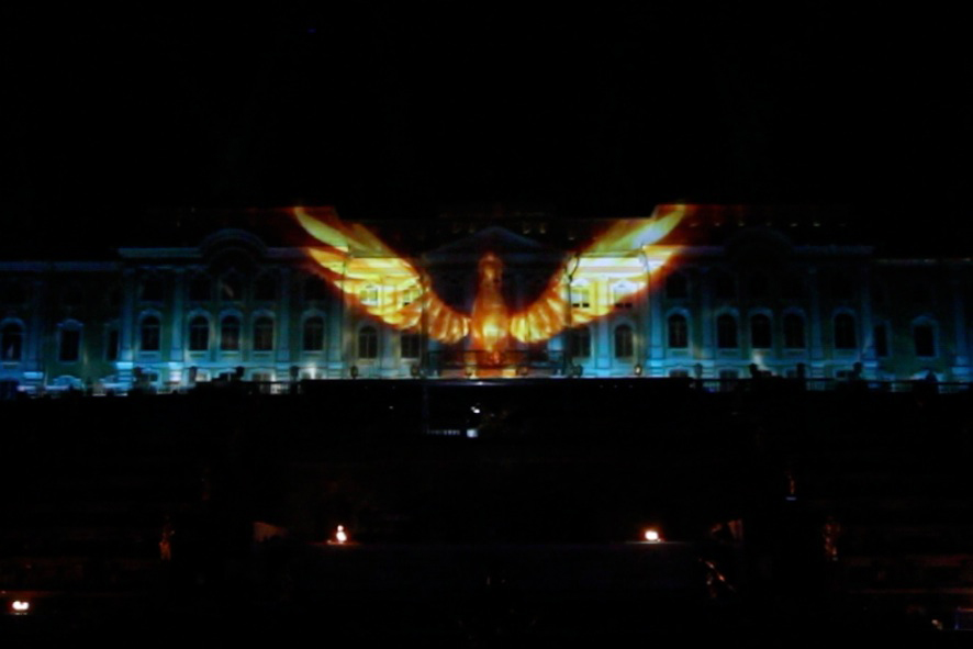 Drive and Orion Arts create 300m wide projection mapping on Russian ...