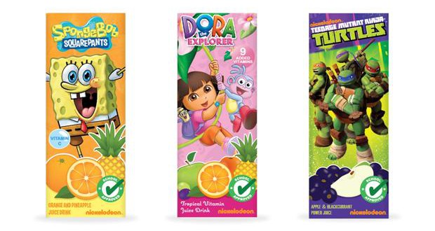 Nickelodeon characters feature on augmented reality juice packs