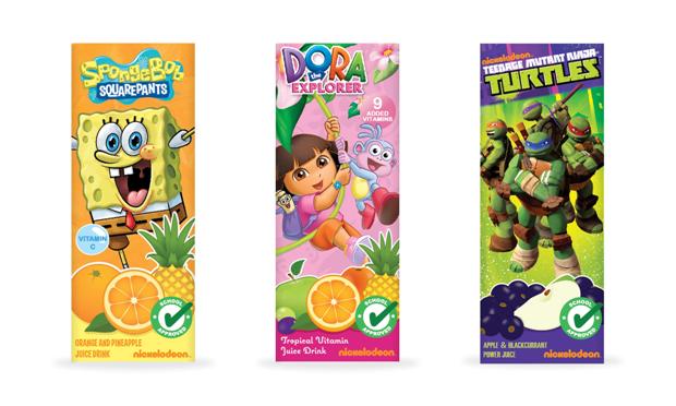 Nickelodeon characters feature on augmented reality juice packs