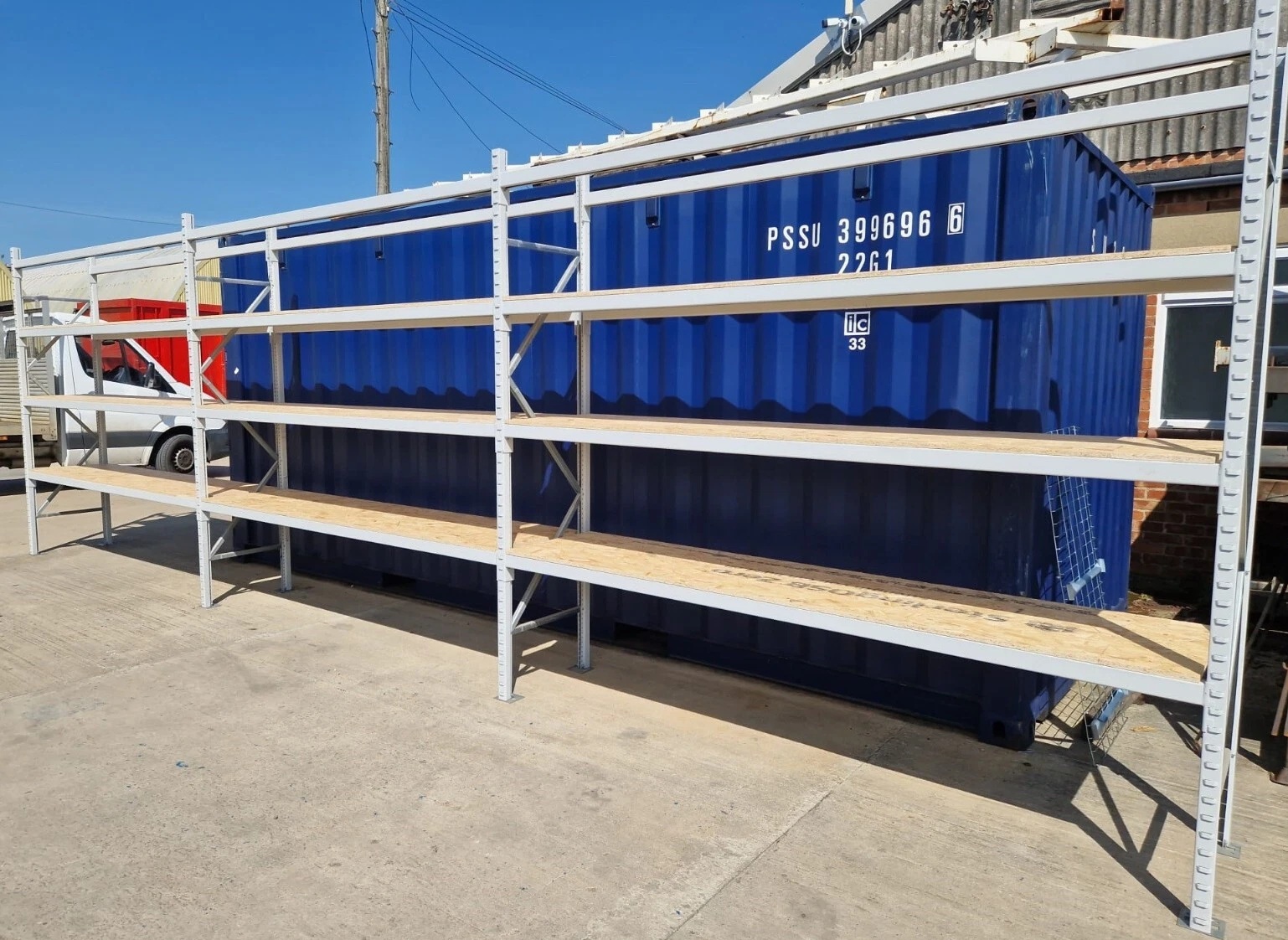 3 BAYS 4 LEVELS USED LONG SPAN RACKING WITH WOOD DECKING | IEM UK