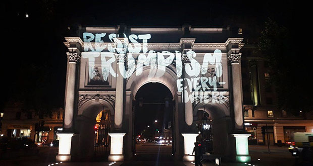 Bluman guerrilla projections support anti-Trump protests | AV Magazine