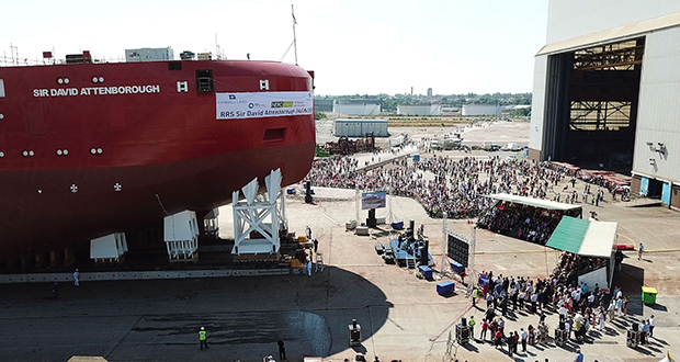 RSS Sir David Attenborough ship launch aided by tube uk | AV Magazine
