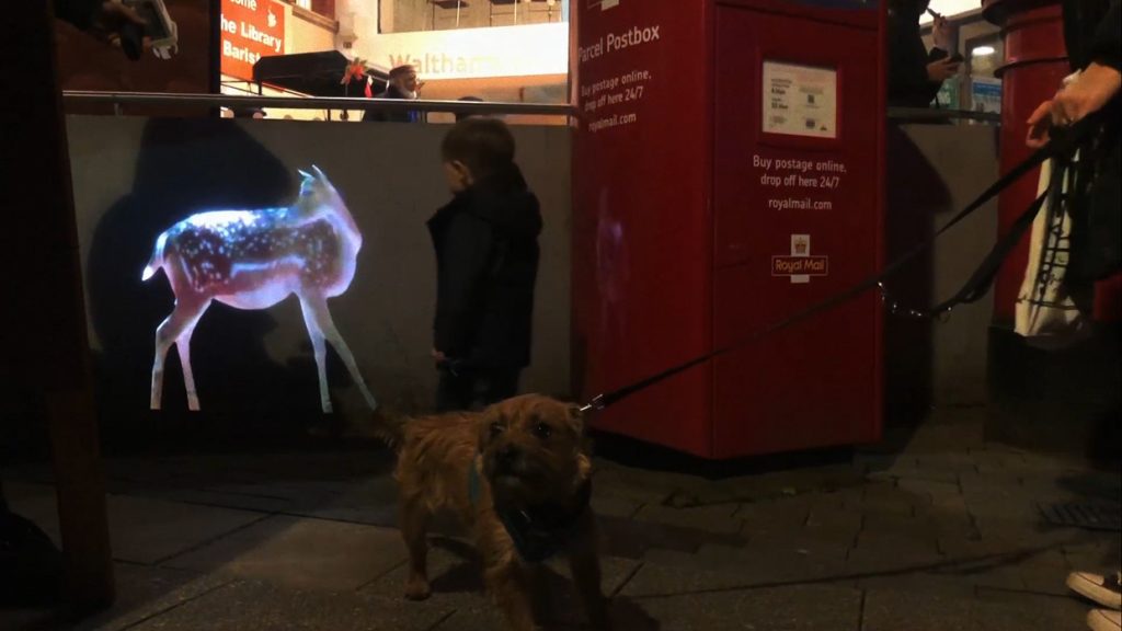 Moving AR projection shows deer at play at night | AV Magazine