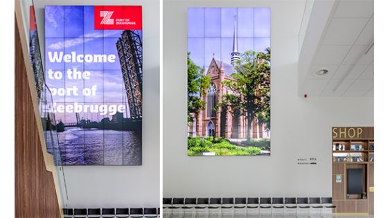 Cruise line guests welcomed with giant video wall