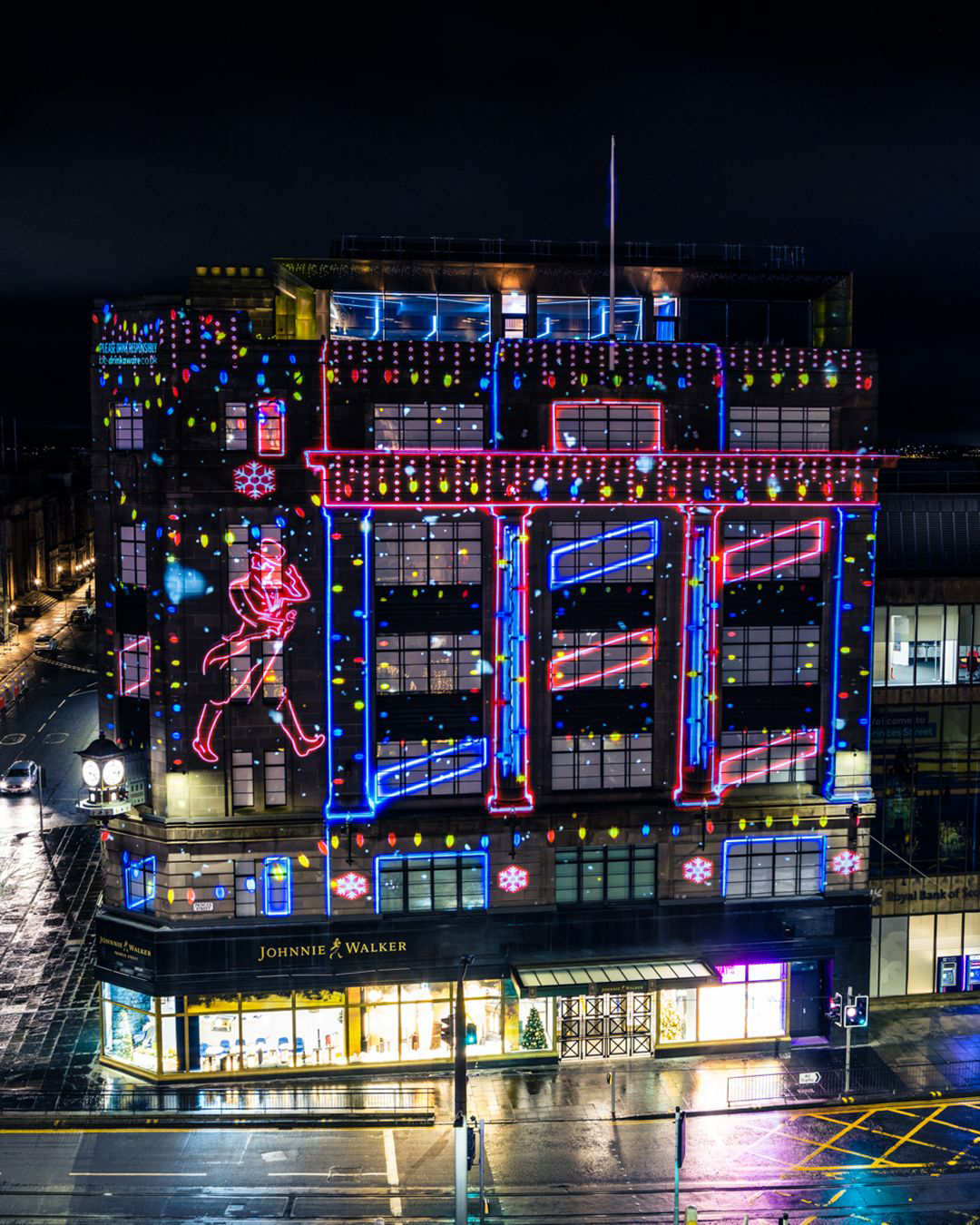 Johnnie Walker visitor centre lit with festive projections | AV Magazine