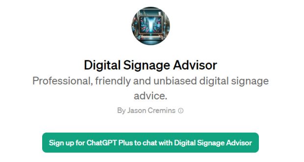 Digital Signage Advisor GPT launched in OpenAI's GPT Store | AV Magazine