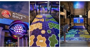 Projection illuminates virtual putting greens at Atomic Golf | AV Magazine