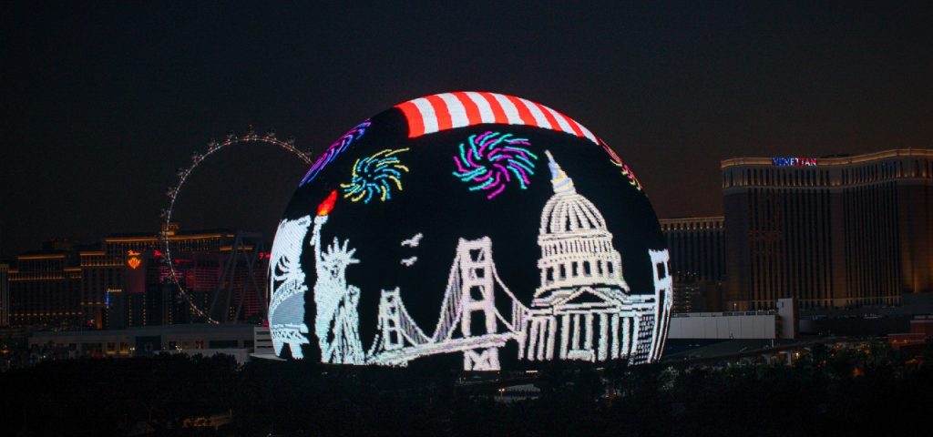 First drone show around Sphere joins first anniversary show | AV Magazine