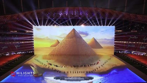 Egypt's big new stadium hosts 64 projector mapping show