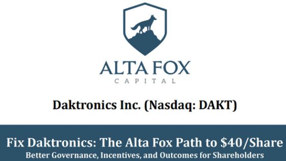 Daktronics board targeted by active investor Alta Fox